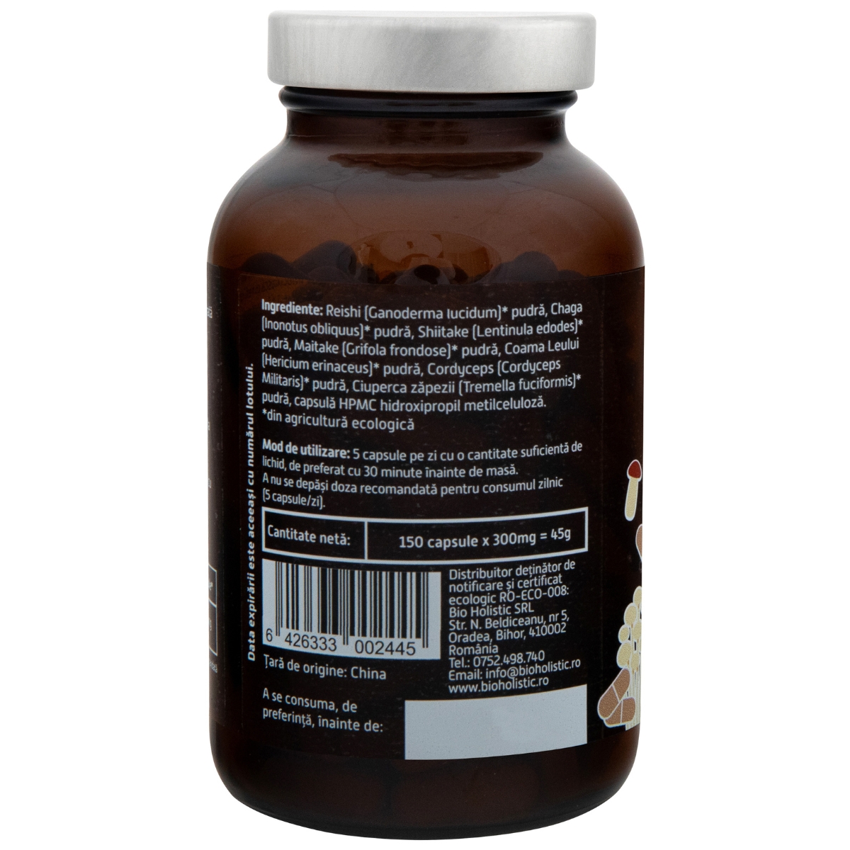 7 Ciuperci complex, bio, 150 capsule (45g), Obio