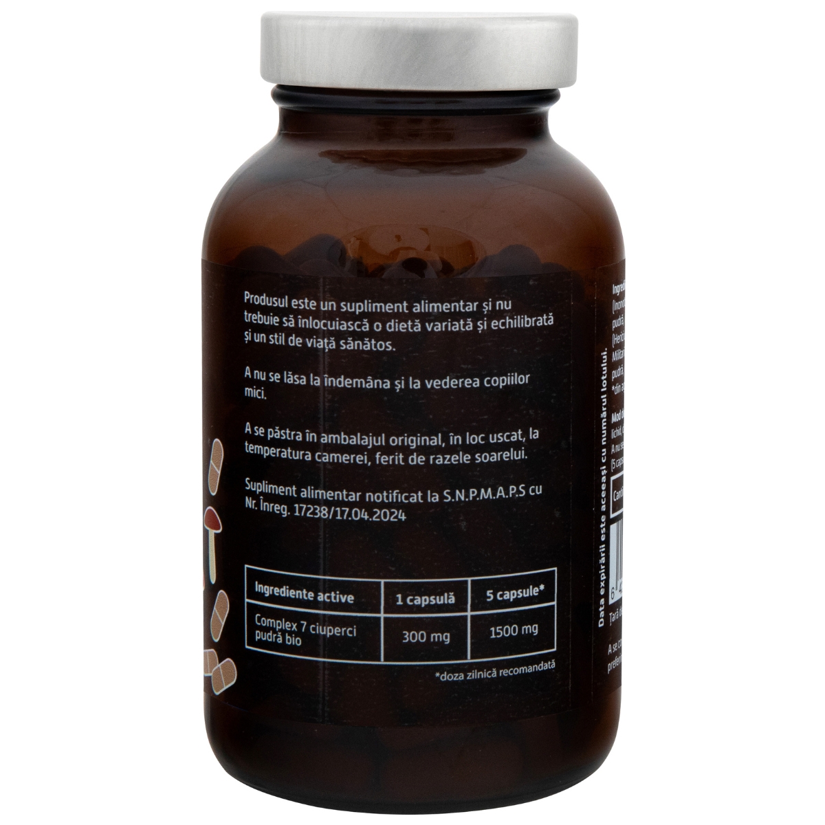 7 Ciuperci complex, bio, 150 capsule (45g), Obio