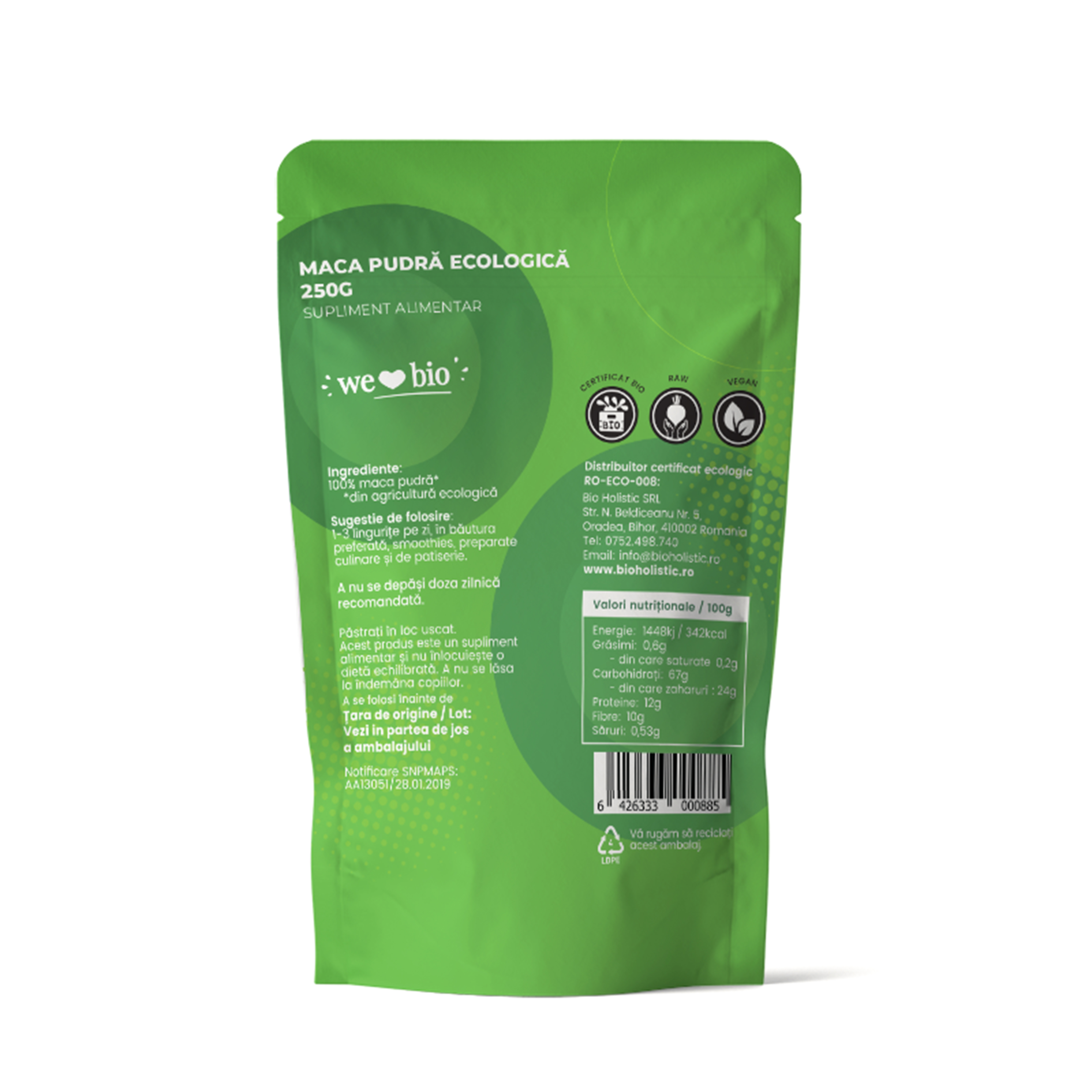 Maca pudra ecologica 250g OBIO